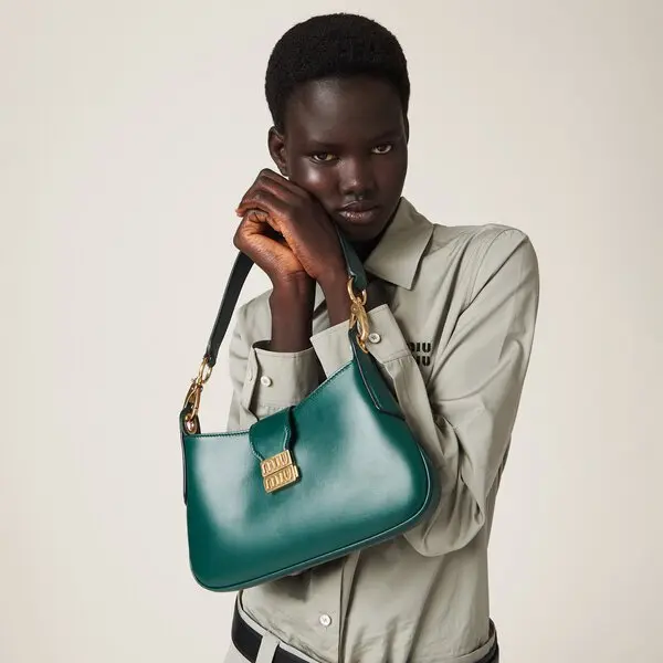 Miu Miu Leather Hobo Bag - Oleander Green | Editorialist